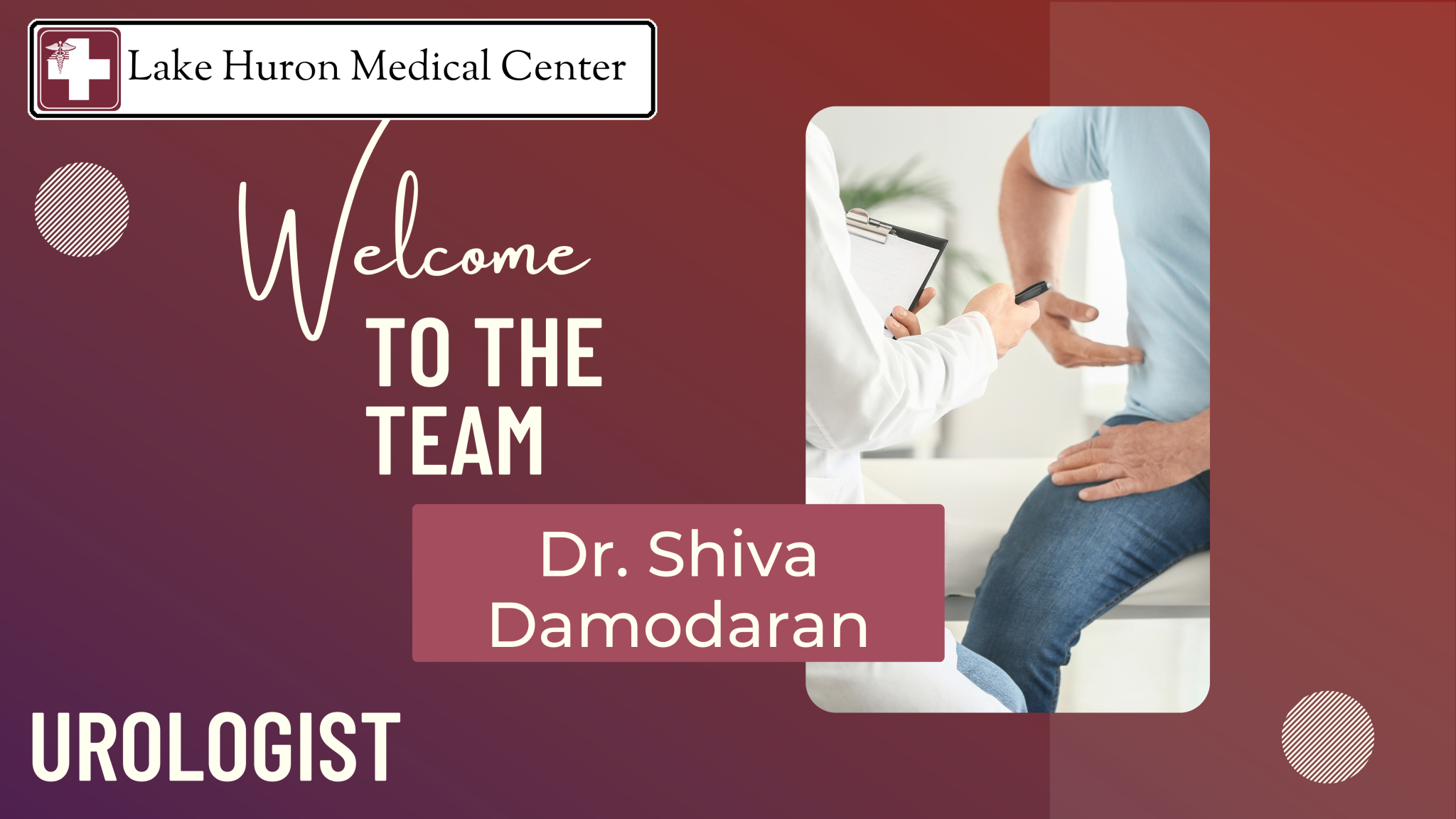 Lake Huron Medical Center Welcomes Dr. Shiva Damodaran, Urologist