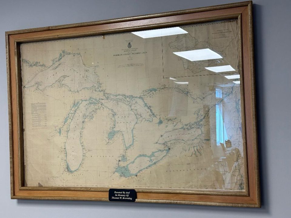 Large map and plaque dedicated at Marine City Hall